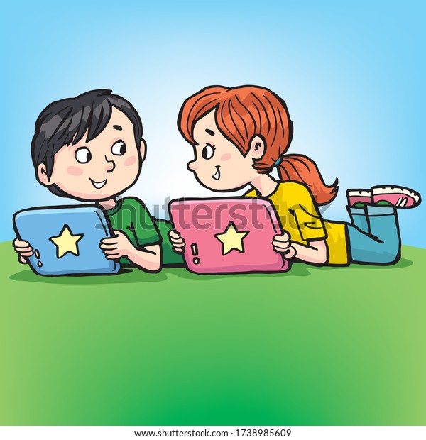 Boy Girl Learn Have Fun Digital Stock Vector (Royalty Free) 1738985609 ...