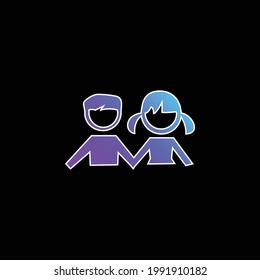 Boy Girl Students Blue Gradient Vector Stock Vector (Royalty Free ...