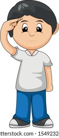Boy Give Salute Cartoon Vector Illustration Stock Vector (Royalty Free ...