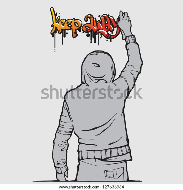 Boy Graffiti Street Style Keep Away Stock Vector (Royalty Free) 127636964