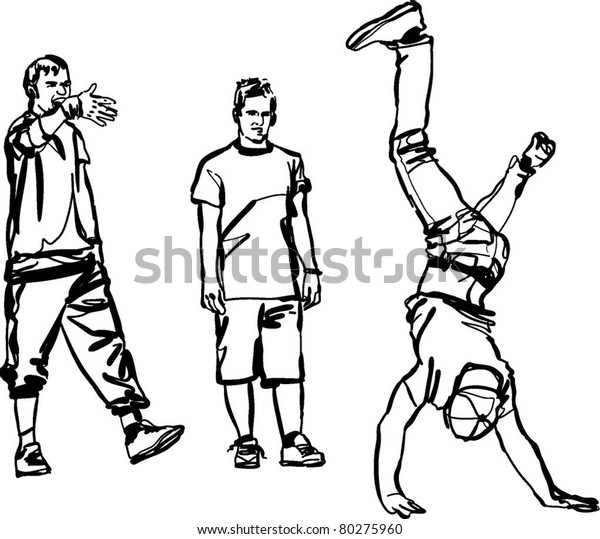 Boy Guy Dancing Break Dance 스톡 벡터(로열티 프리) 80275960