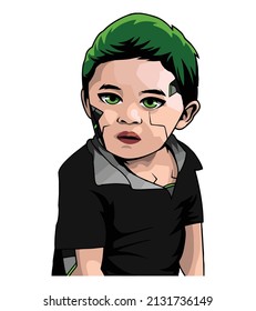 Boy Half Cyborg Anime Style Stock Vector (Royalty Free) 2131736149 ...