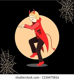 Boy Halloween Devil Costume Crawling Scary Stock Vector (Royalty Free ...