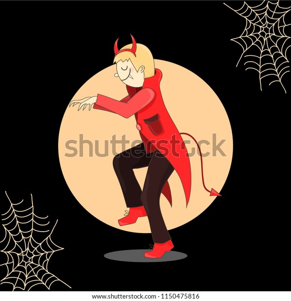 Boy Halloween Devil Costume Crawling Scary Stock Vector (Royalty Free ...