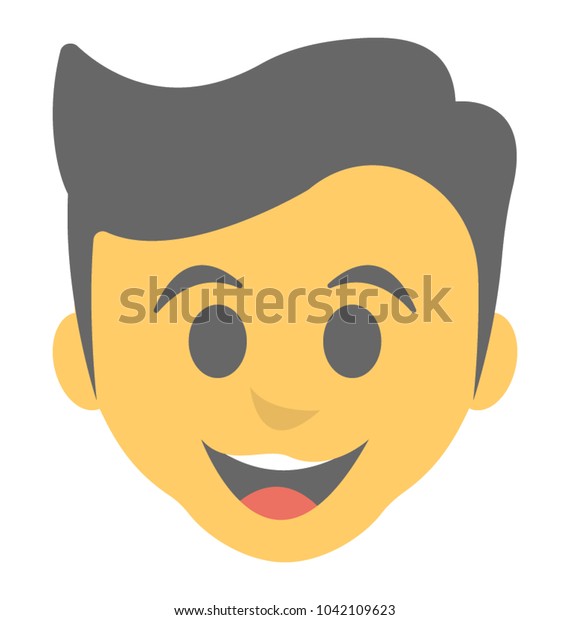 Boy Happy Expressions Through Emoticon Icon Stock Vector (Royalty Free ...