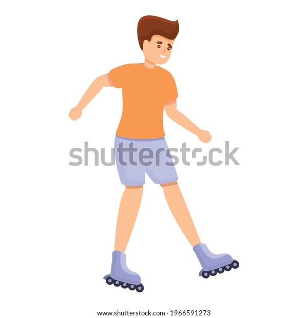 Boy Happy Rollerblading Icon Cartoon Boy Stock Vector (Royalty Free ...