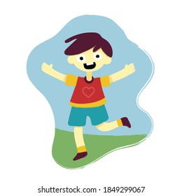 Boy Happy Vector Drawing Happy Kids Stock Vector (Royalty Free ...