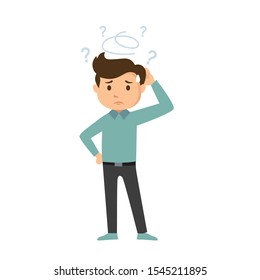 Boy Has Puzzled Confused Boy Character Stock Vector (Royalty Free ...