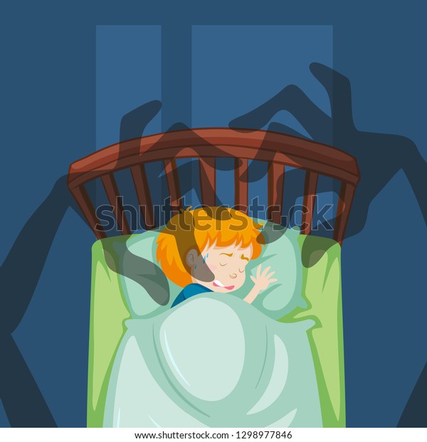 Boy Having Nightmare Illustration Stock Vector (Royalty Free ...