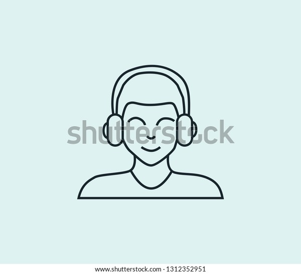 Boy Headphone Icon Line Isolated On Stock Vector (Royalty Free ...