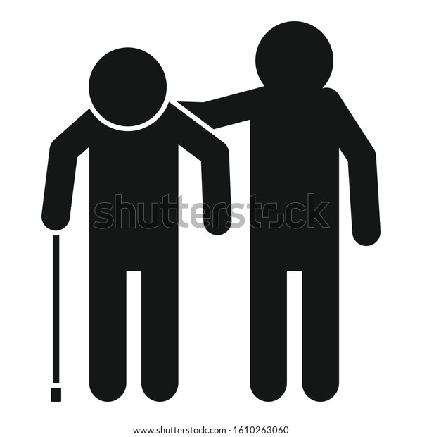 Boy Help Senior Man Icon Simple Stock Vector (Royalty Free) 1610263060