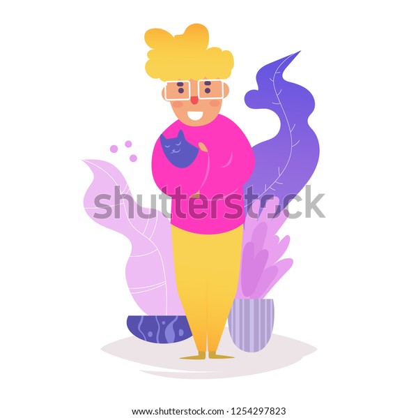 Boy Holding Cat Vector Cartoon Isolated 库存矢量图（免版税）1254297823 | Shutterstock