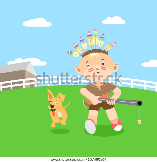 Boy Hunting Vector Illustration Stock Vector (Royalty Free) 107480564 ...