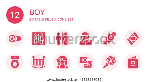 Boy Icon Set Collection 12 Filled Stock Vector (Royalty Free ...
