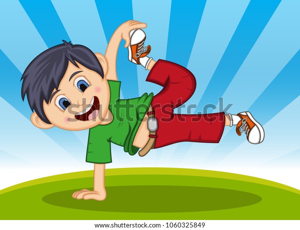 Boy Jump Dancing Background Cartoon Vector Stock Vector (Royalty Free ...