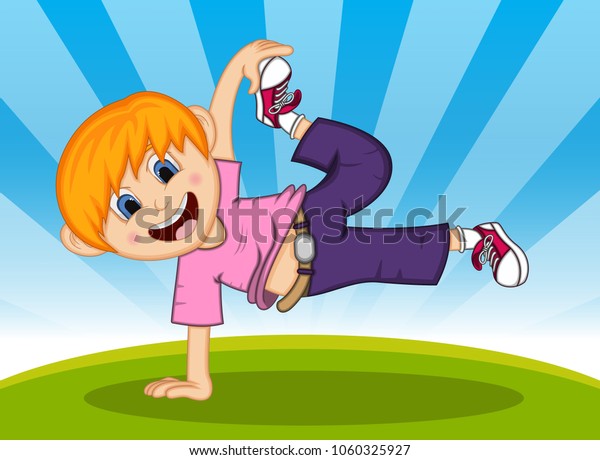 Boy Jump Dancing Background Cartoon Vector Stock Vector (Royalty Free ...