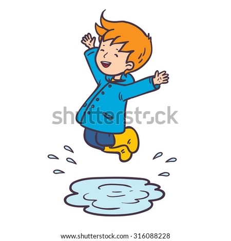 Boy Jumping Puddle Vector Color Illustration 库存矢量图（免版税） 316088228 ...