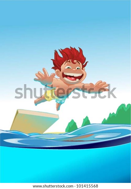 Boy Jumps Into Water Stock Vector (Royalty Free) 101415568