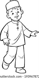 Boy Kopiah Outline Vector Stock Vector (Royalty Free) 1939678726 ...
