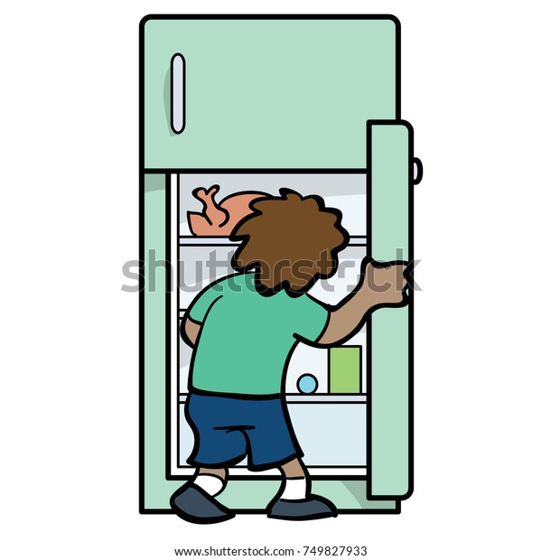 Boy Looking Fridge Fridge Art Complete 库存矢量图（免版税）749827933 | Shutterstock