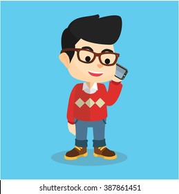 Boy Make Phone Call Stock Vector (Royalty Free) 387861451 | Shutterstock