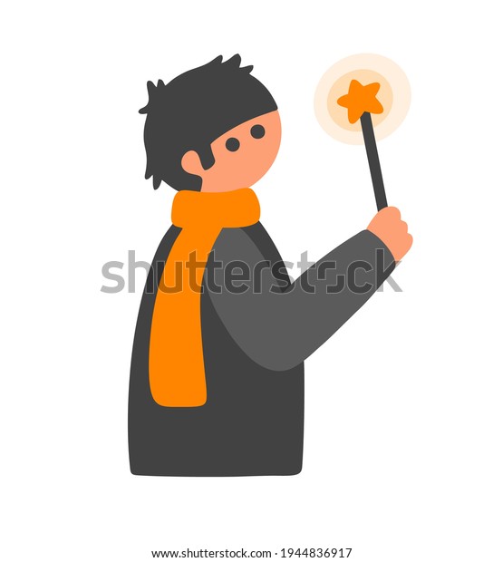 Boy Making Magic Fairy Stick Vector Stock Vector (Royalty Free ...
