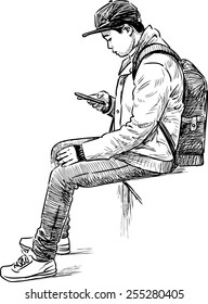 1,753 Boy with phone sketch Images, Stock Photos & Vectors | Shutterstock