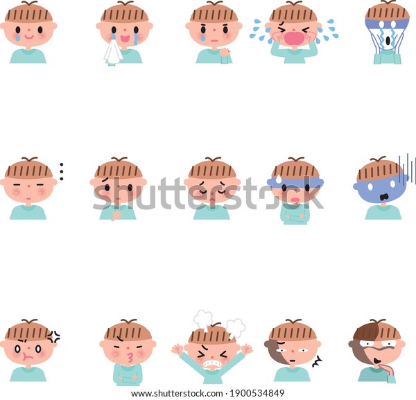 Boy Negative Facial Expressions Various Sets Stock Vector (Royalty Free ...