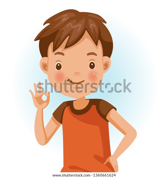 Boy Ok Positive Emotions Smiling Cartoon Stock Vector (Royalty Free ...