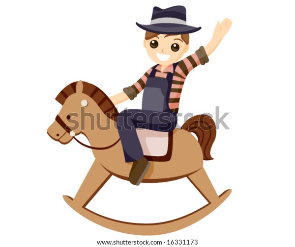 Boy On Rocking Horse Vector Stock Vector (Royalty Free) 16331173 ...