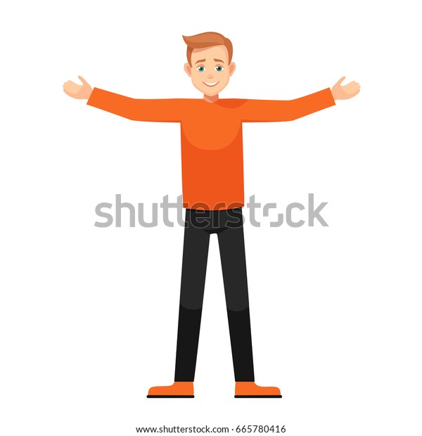 Boy Open Armscharacter Various Poses Wideopen 스톡 벡터(로열티 프리) 665780416 ...