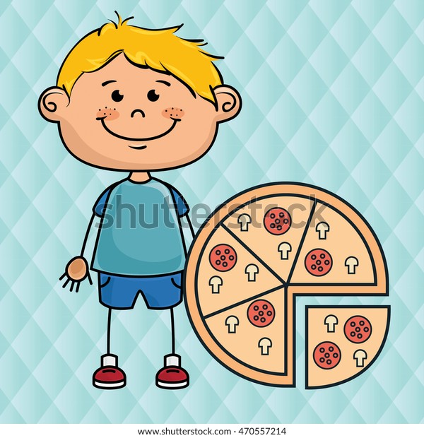 Boy Pizza Fast Food Vector Illustration Stock Vector (Royalty Free ...
