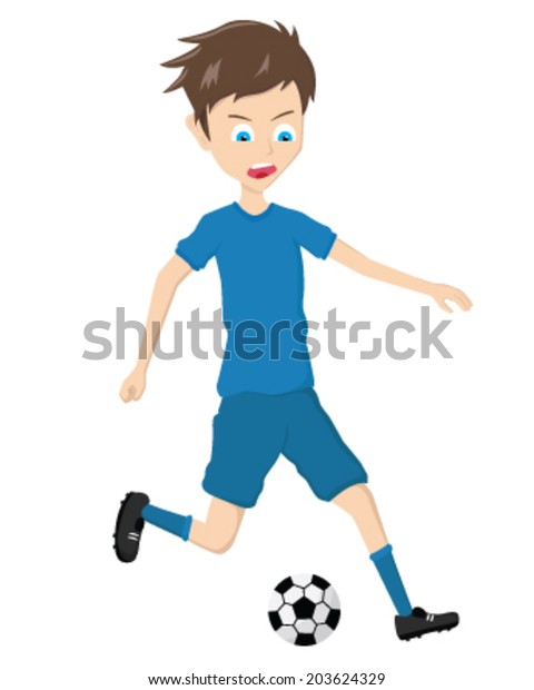 Boy Playing Soccer Ready Kick: vector de stock (libre de regalías ...