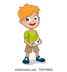 Boy Playing Video Games Stock Vector (Royalty Free) 734794843 ...