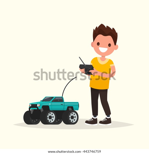 Boy Radiocontrolled Car Vector Illustration Flat Stock Vector (Royalty ...