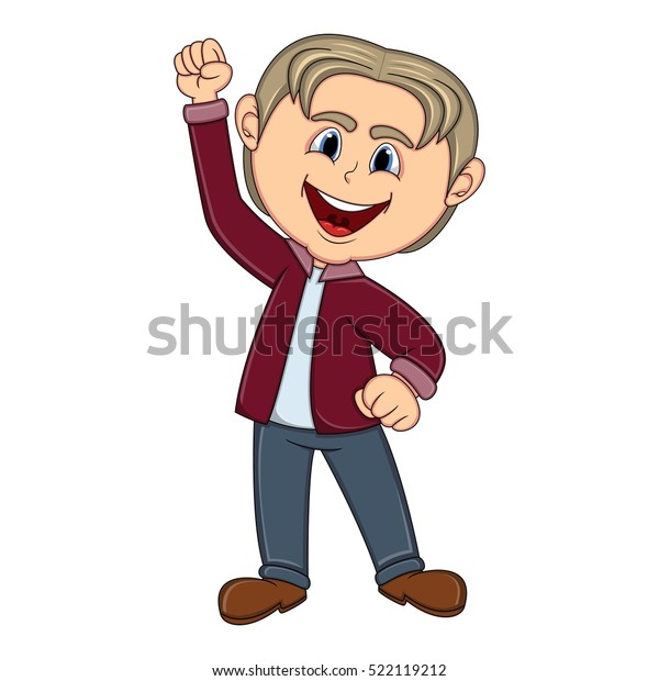 Boy Raised His Hand Cartoon Vector Stock Vector (Royalty Free) 522119212