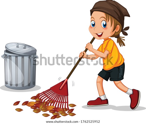 Boy Raking Leaves Cartoon Vector Art: เวกเตอร์สต็อก (ปลอดค่าลิขสิทธิ์ ...