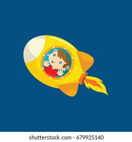 Boy Rocket Cartoon Vector Illustration Stock Vector (Royalty Free ...
