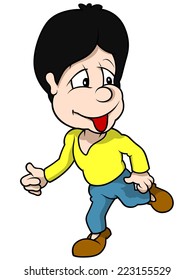Boy Running Cartoon Illustration Vector Stock Vector (Royalty Free ...