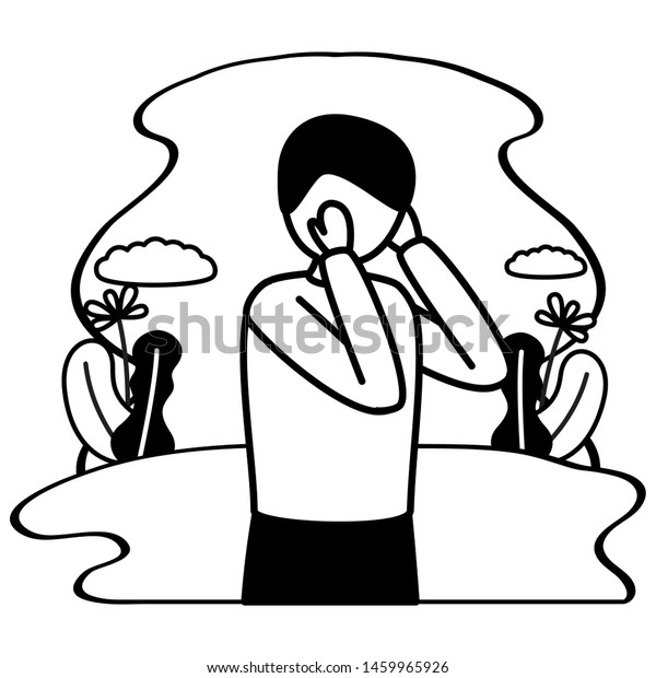 Boy Sadness Mental Depressed Vector Illustration Stock Vector (Royalty ...