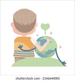 Boy Save World Cartoon Happy Smile Stock Vector (Royalty Free ...