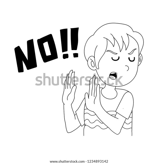 Boy Says No Word Vector Illustration: vetor stock (livre de direitos ...