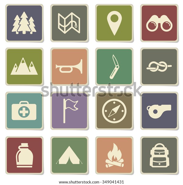 Boy Scout Label Icons Web Stock Vector (Royalty Free) 349041431 ...
