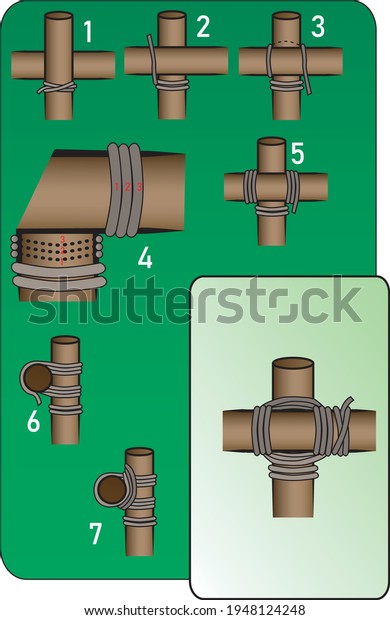 Boy Scouts Square Lashing Knot Instruction Stock Vector (Royalty Free ...
