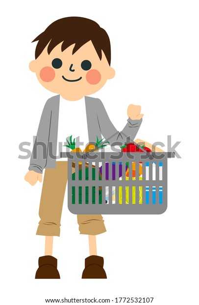 Boy Shopping Supermarket Stock Vector (Royalty Free) 1772532107 ...