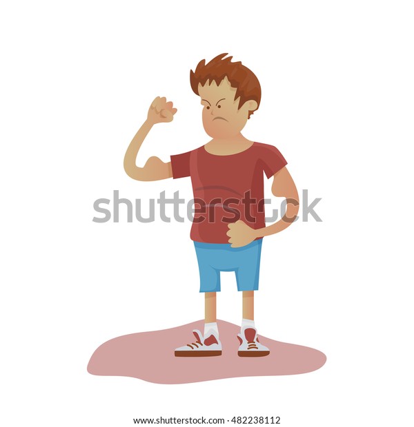Boy Shows His Muscles Physical Development Stock Vector (Royalty Free ...