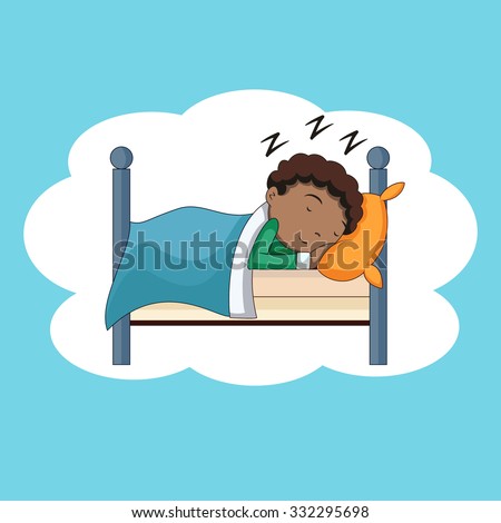 Boy Sleeping Bedtime Vector Illustration Stock Vector (Royalty Free ...