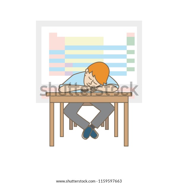 Boy Sleeping Desk Vector Illustration Stock Vector (Royalty Free ...