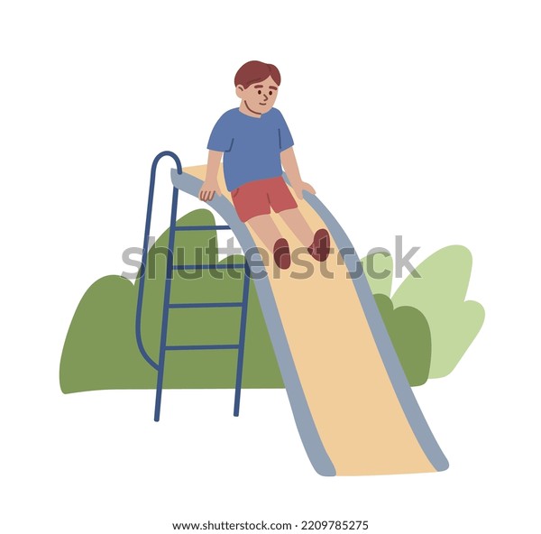 Boy Sliding Down Slide Activity On Stock Vector (Royalty Free ...
