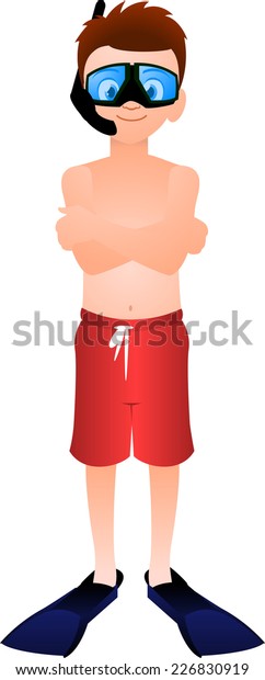 Boy Snorkel Cartoon Illustration Stock Vector (Royalty Free) 226830919 ...